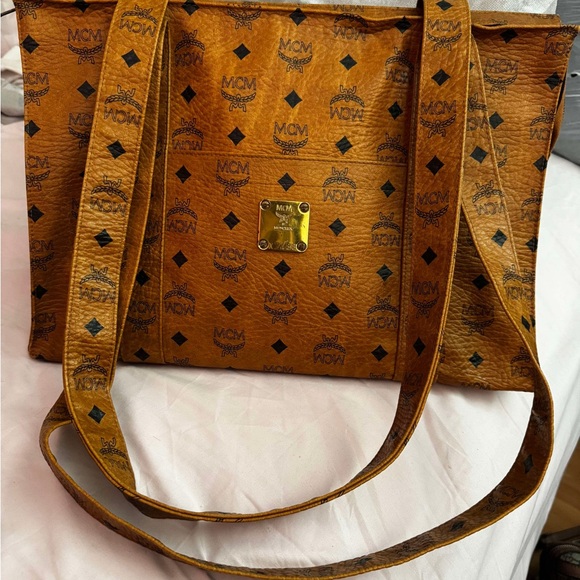 MCM | Bags | Mcm Tan Tote Bag With Monogram Print | Poshmark